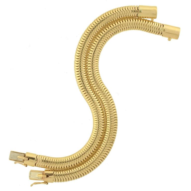 Retro Flexible Gold Snake Chain Bracelet Set at 1stDibs | flexible gold ...