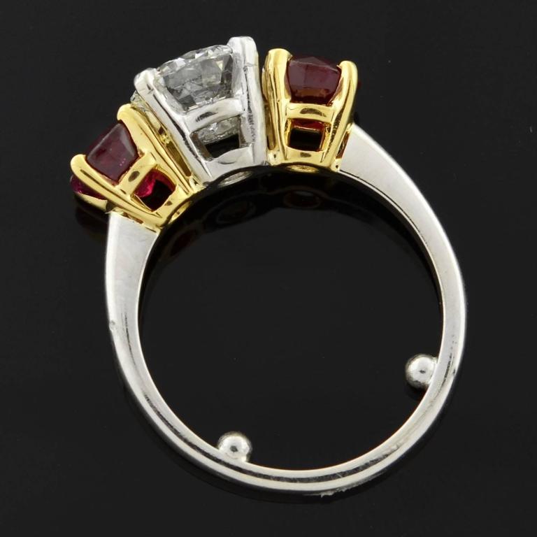 Contemporary Diamond Ruby 3-Stone Engagement Ring at 1stDibs | 3 stone ...