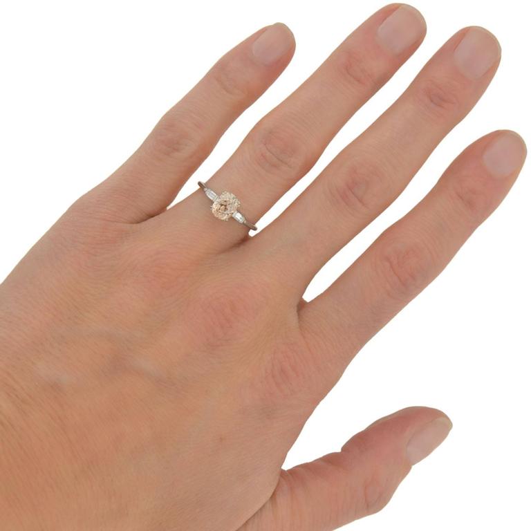 Art Deco Champagne Colored Cushion Cut Diamond Engagement Ring 1.22ct ...