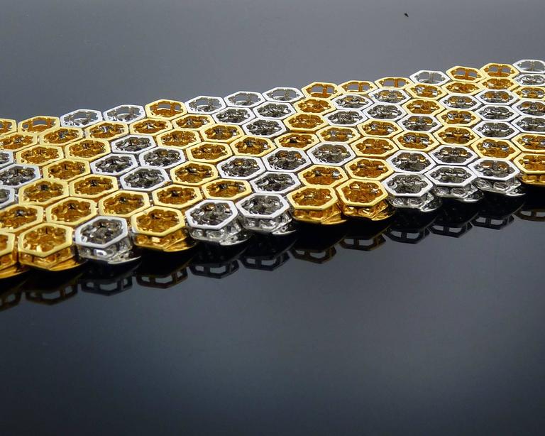 Diamond Gold Fish Scale Flexible Wide Bracelet at 1stDibs | fish scale ...