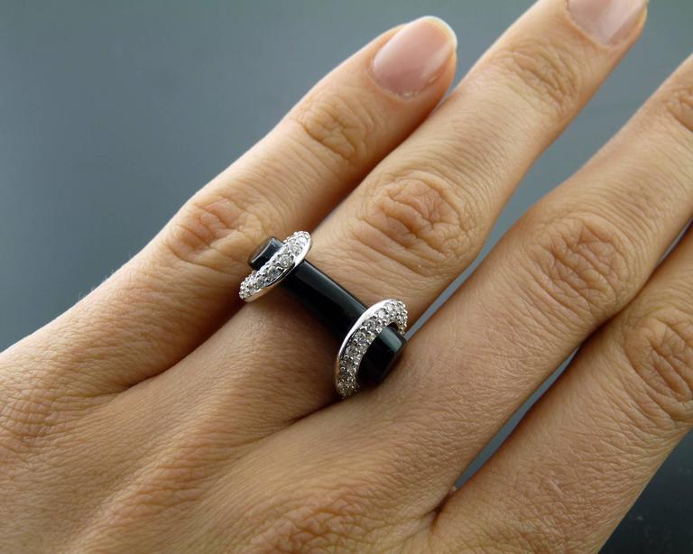 Adamas Onyx Diamond 18K White Gold Ring at 1stDibs