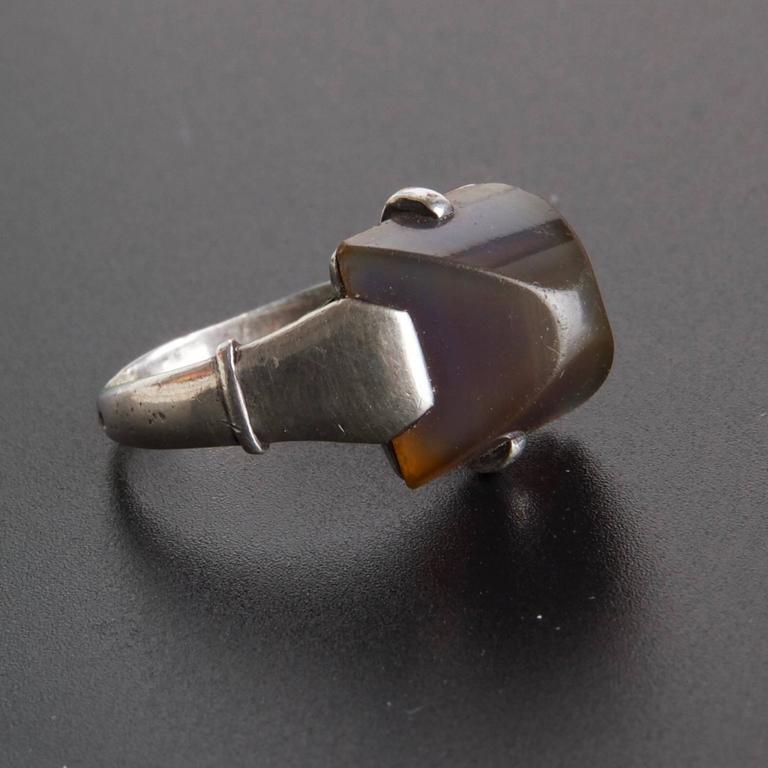 1928 Rare Jean Despres Onyx Silver Pyramid Ring at 1stDibs | jean ...