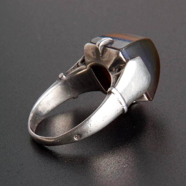 1928 Rare Jean Despres Onyx Silver Pyramid Ring at 1stDibs | jean ...