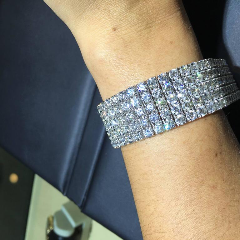 Diamond Gold Five Row Bracelet at 1stDibs