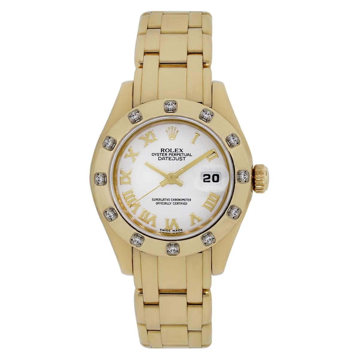 Rolex 80318 Masterpiece 18k Yellow Gold White Roman Dial Watch at 1stDibs