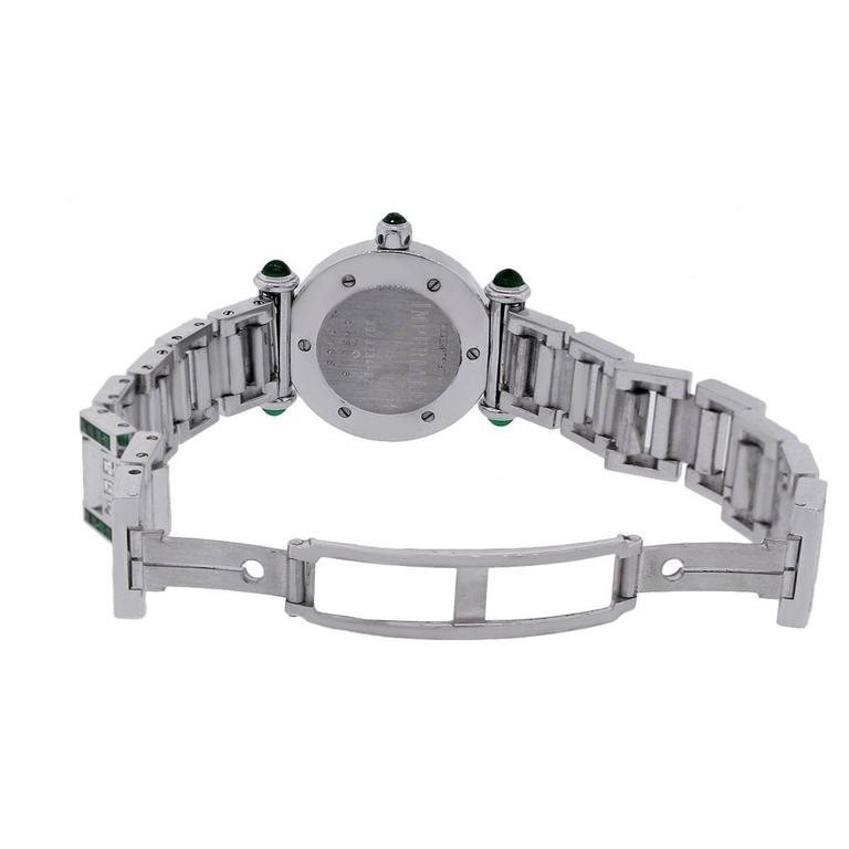 Chopard 18k White Gold Emerald Diamond Ladies Watch at 1stDibs ...