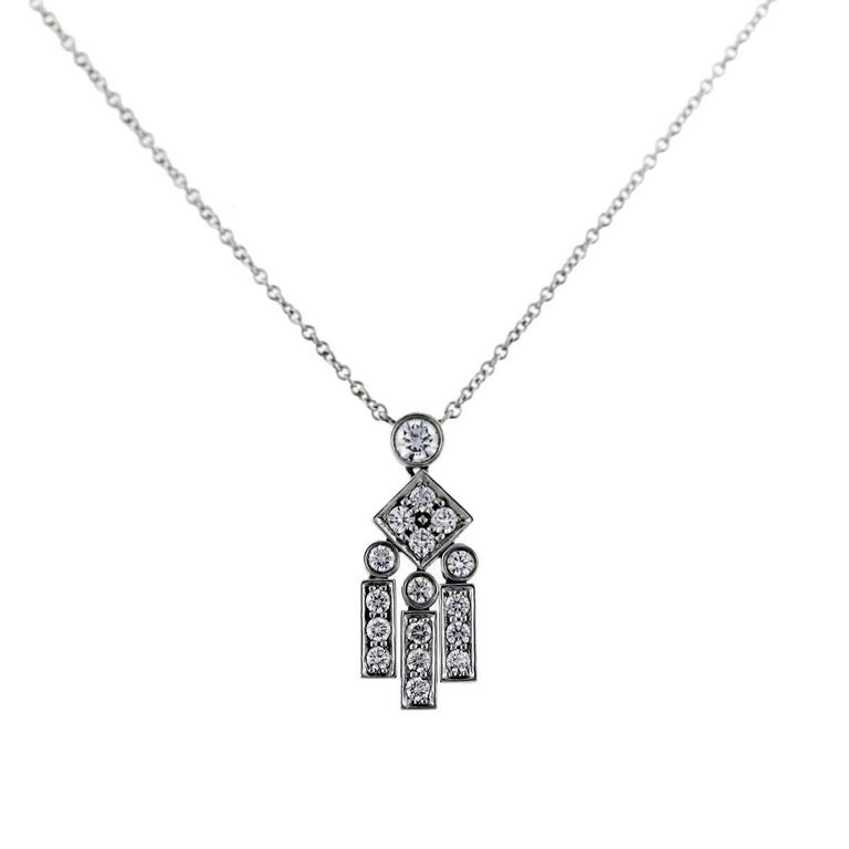 Tiffany and Co. Platinum Legacy Diamond Dangle Pendant Necklace For ...
