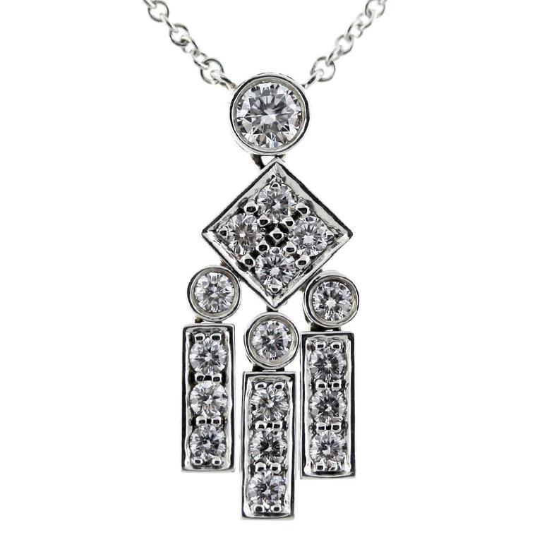 Tiffany and Co. Platinum Legacy Diamond Dangle Pendant Necklace For ...