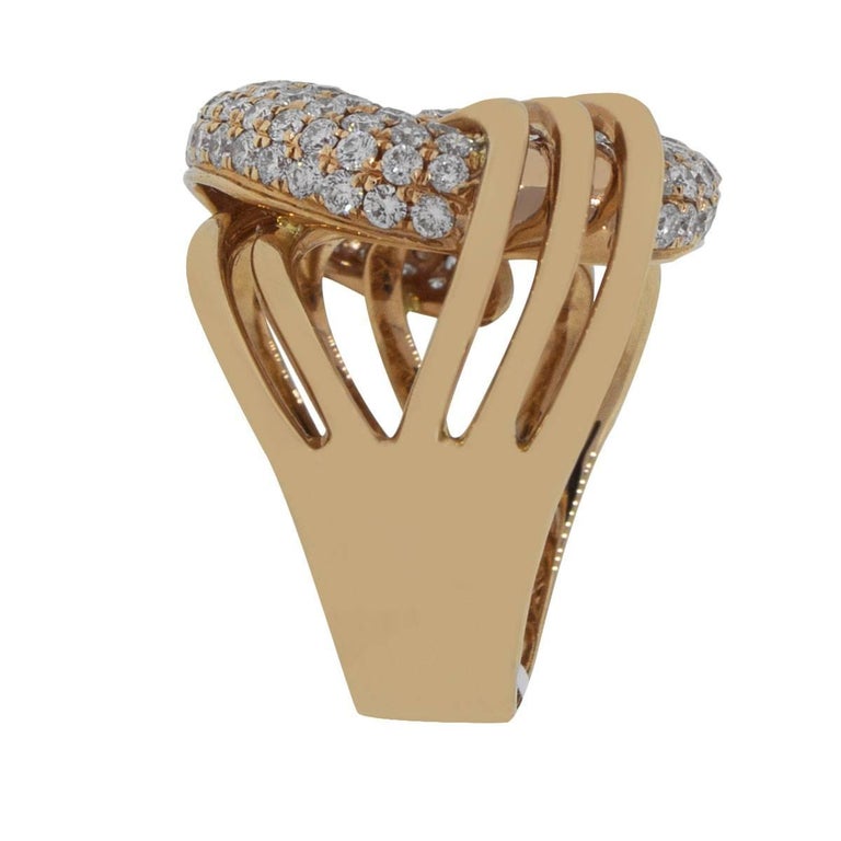 Round Brilliant Diamond Pave Abstract Ring For Sale at 1stDibs