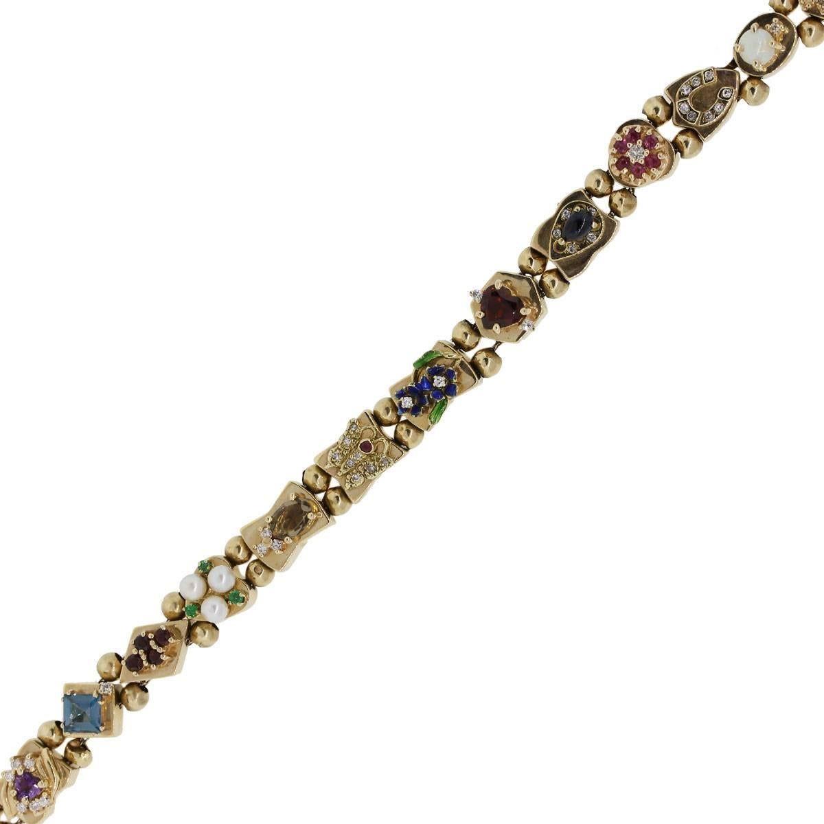 Diamond Multi Gemstone Slide Bracelet at 1stDibs