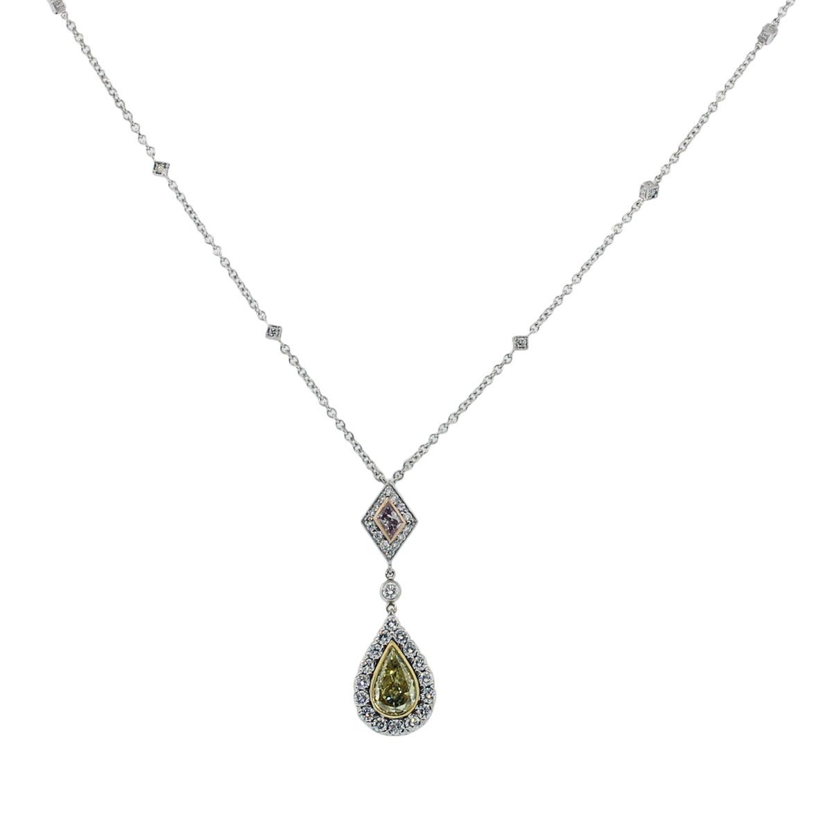 Christopher Designs Diamond Three Color Gold Necklace For Sale at 1stDibs