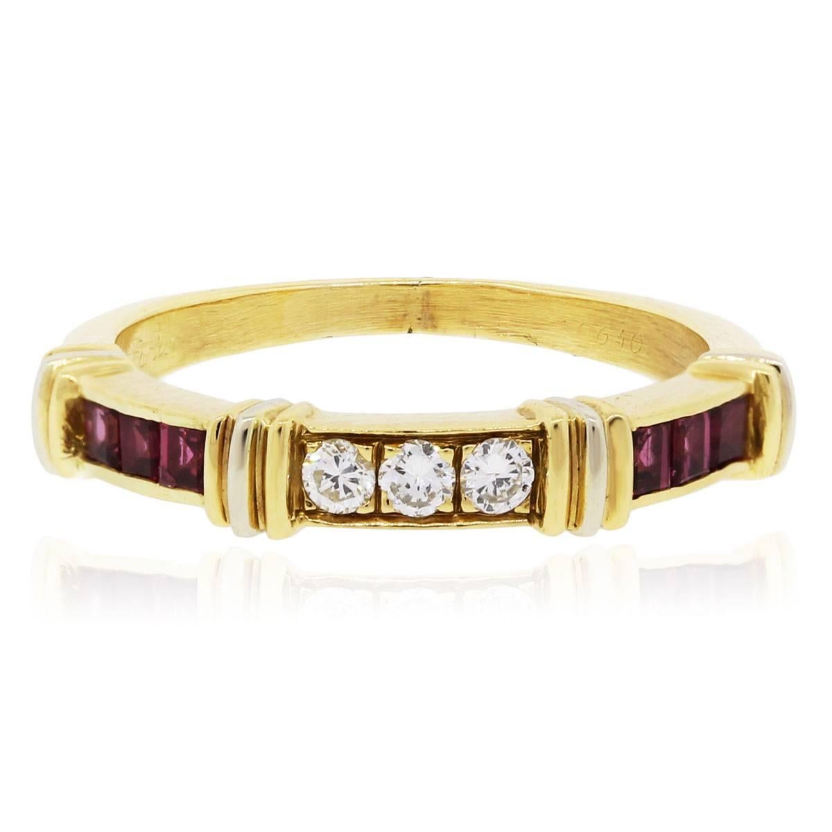 Cartier Ruby Diamond Gold Ring at 1stDibs