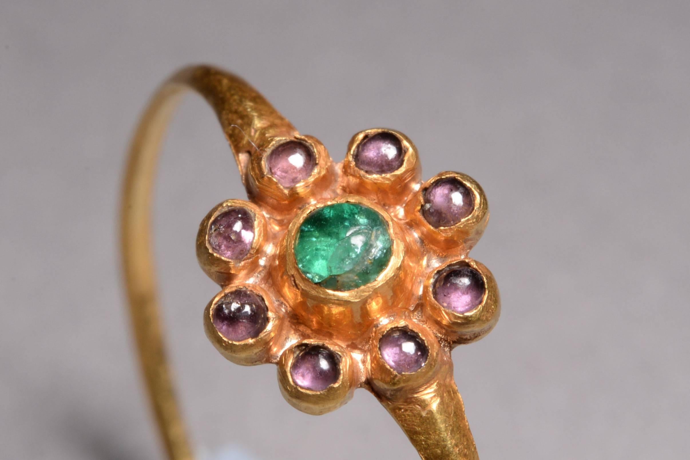 Jacobean Gold, Sapphire and Emerald Cluster Ring - 1620 AD For Sale at ...