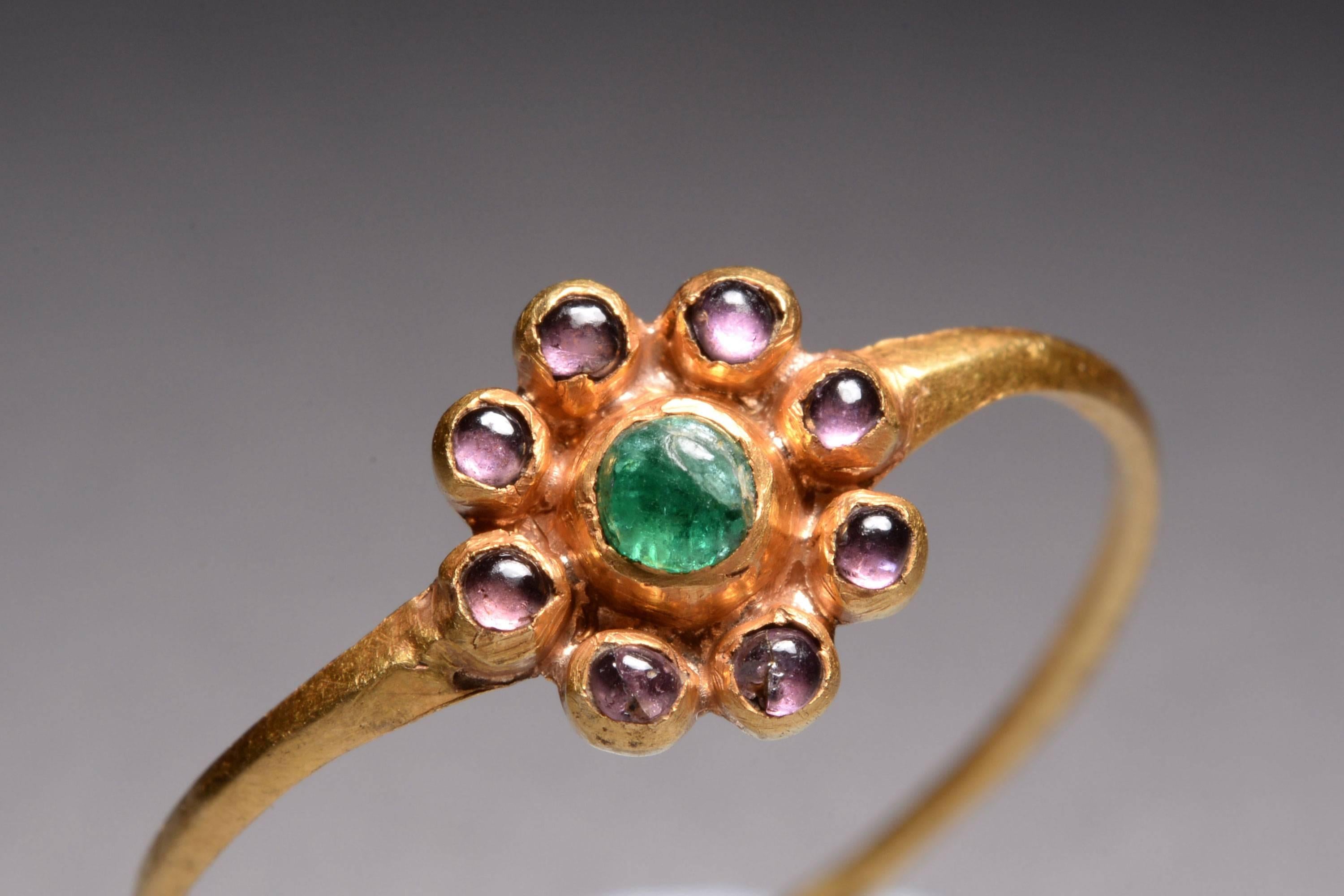 Jacobean Gold, Sapphire and Emerald Cluster Ring - 1620 AD For Sale at ...