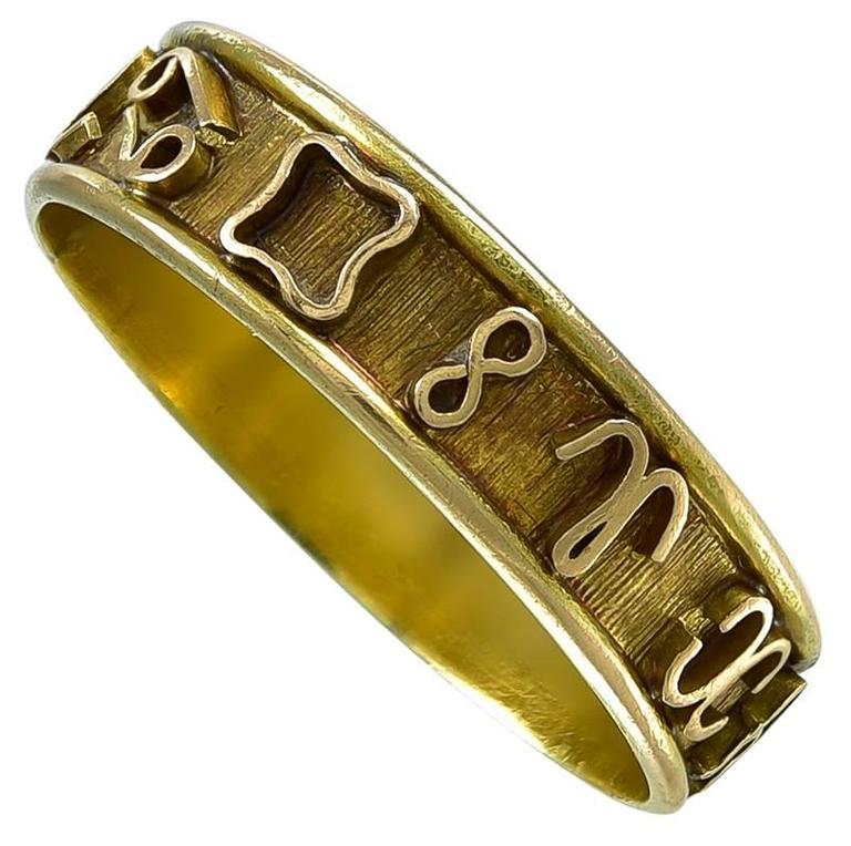 Antique English Georgian Gold Zodiac Ring at 1stDibs | gold zodiac rings
