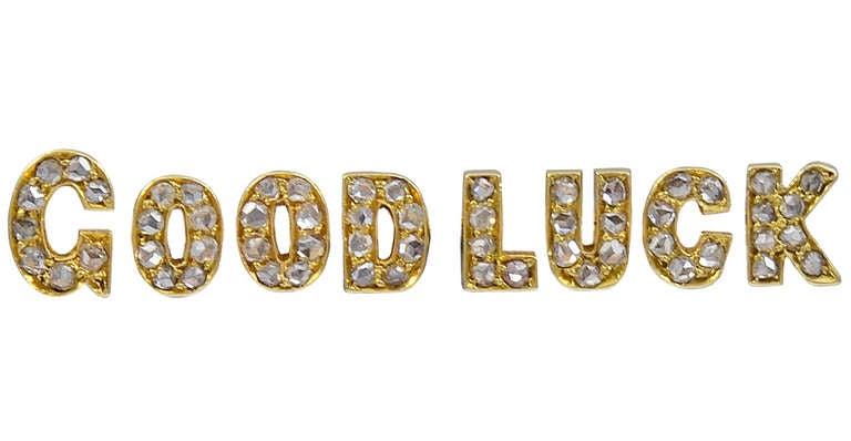 A Victorian Gold and Rose Diamond "GOOD LUCK" Brooch at 1stDibs | good ...