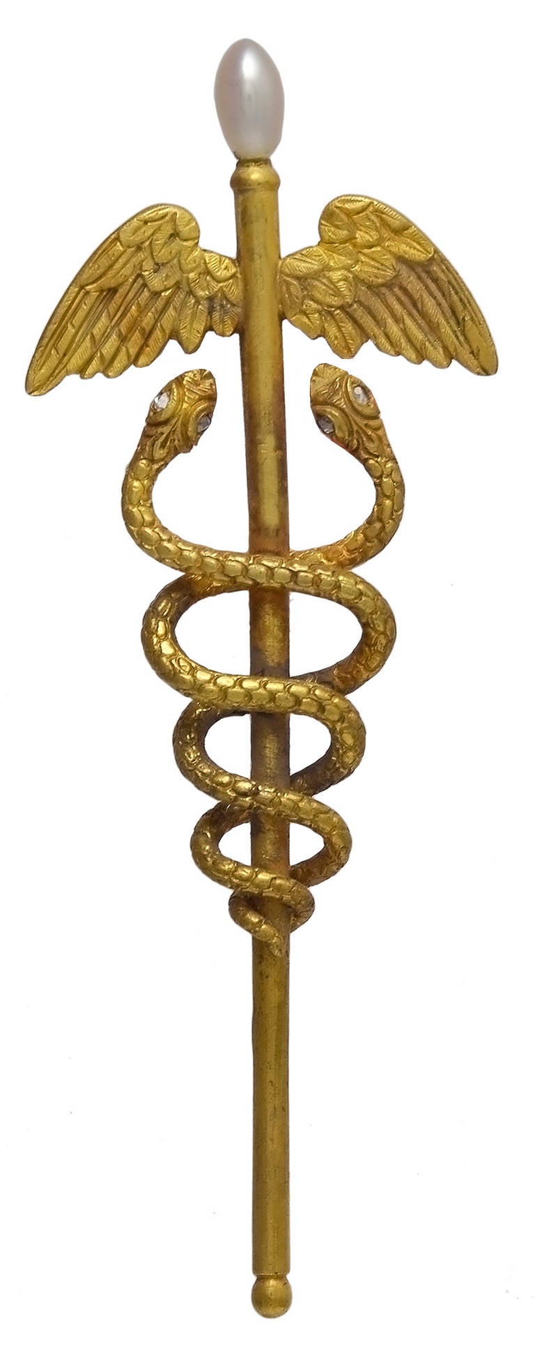 Antique Pearl Diamond Gold Caduceus Pendant at 1stDibs | caduceus ...