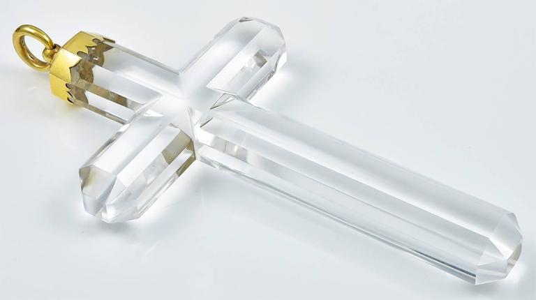 Large Antique Rock Crystal Gold Cross at 1stDibs