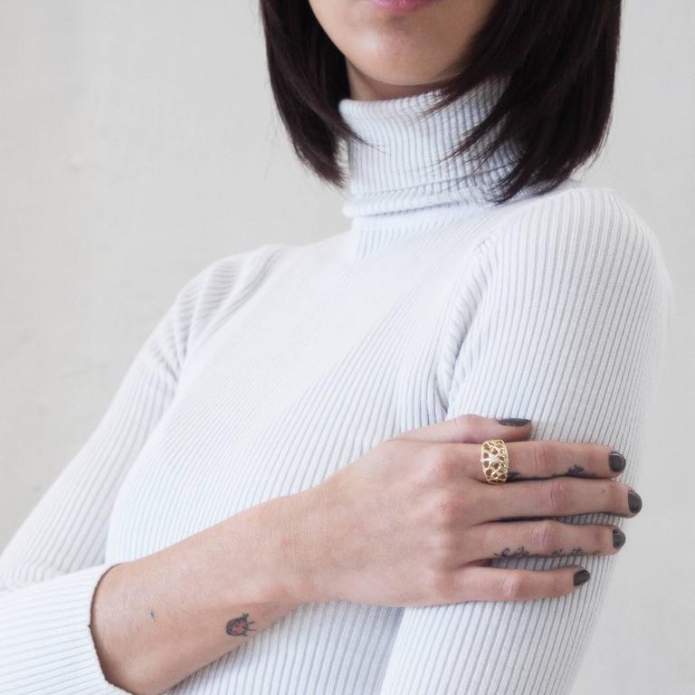 18K Gold and Web Diamond Ring For Sale (Free Shipping) at 1stDibs