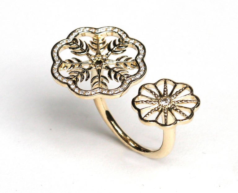 Snow Queen Diamond and 10K Gold Ring For Sale at 1stDibs
