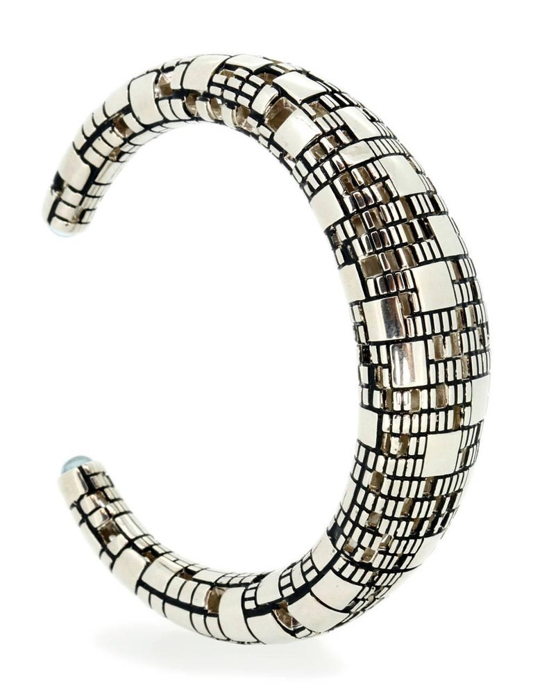 Bitcoin Blockchain Silver Cuff Bracelet For Sale at 1stDibs