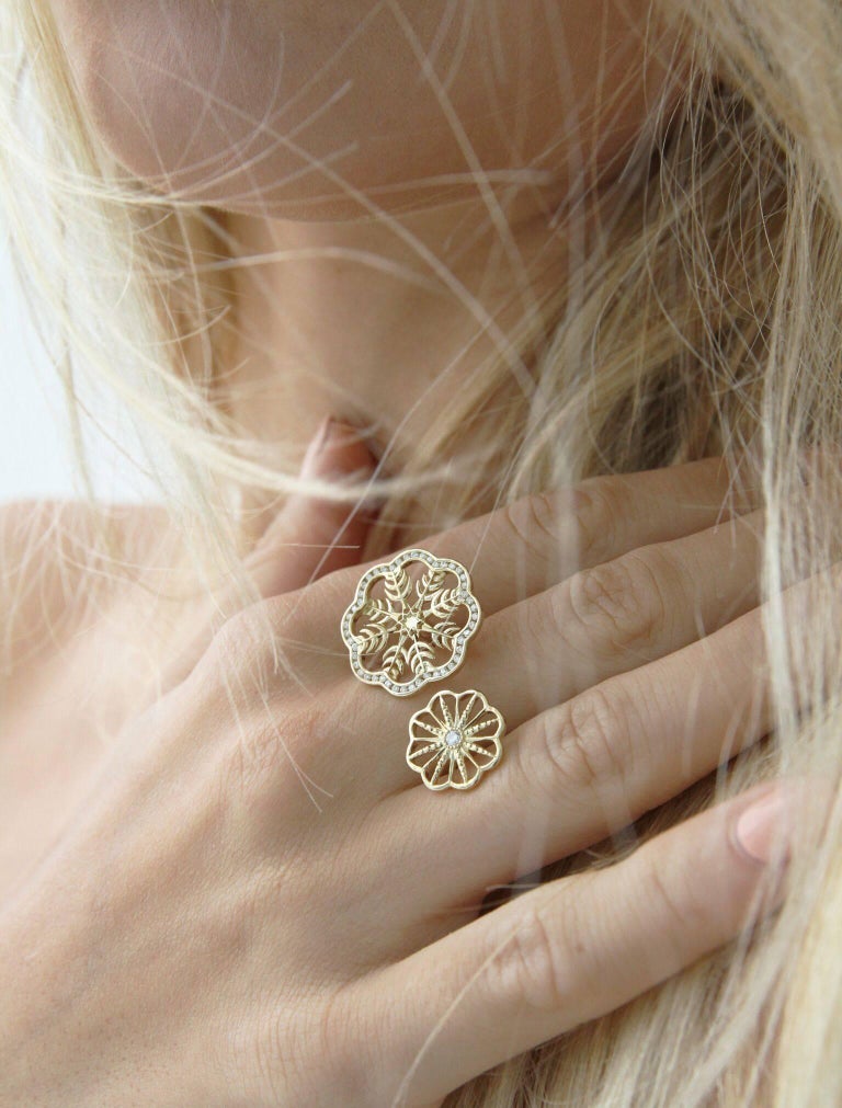 Snow Queen Diamond and 10K Gold Ring For Sale at 1stDibs