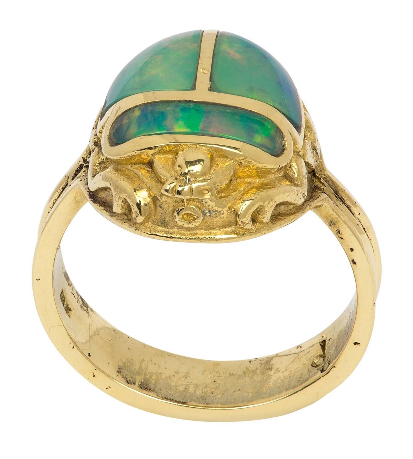 David Tallman Opal Gold Scarab Ring For Sale at 1stdibs