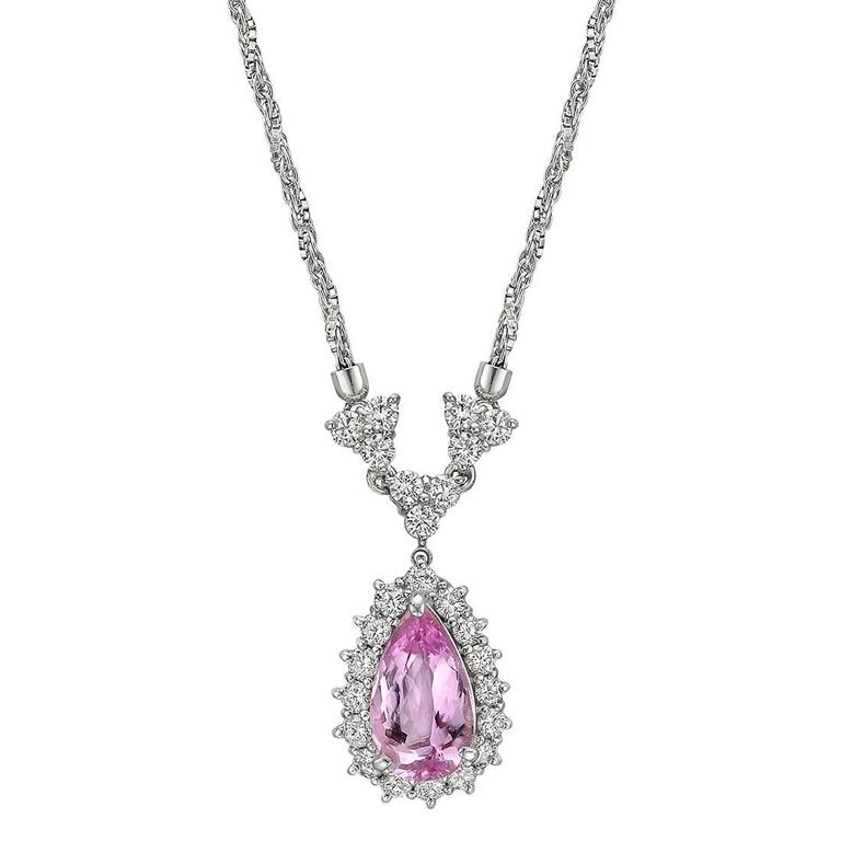 Imperial Pink Topaz and Diamond Antique Platinum Pendant For Sale at ...
