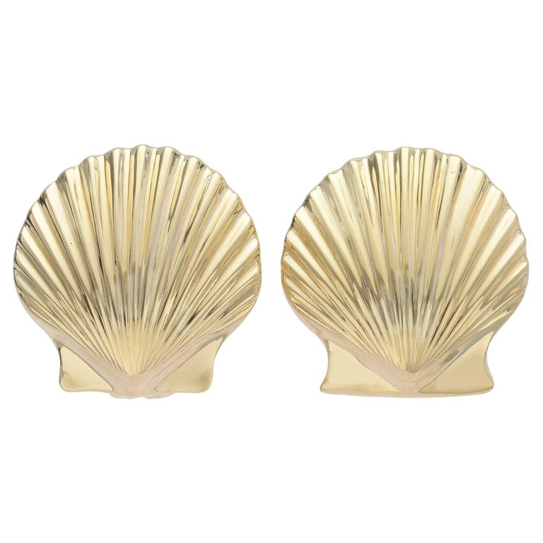 Tiffany and Co. Yellow Gold Seashell Earrings at 1stDibs