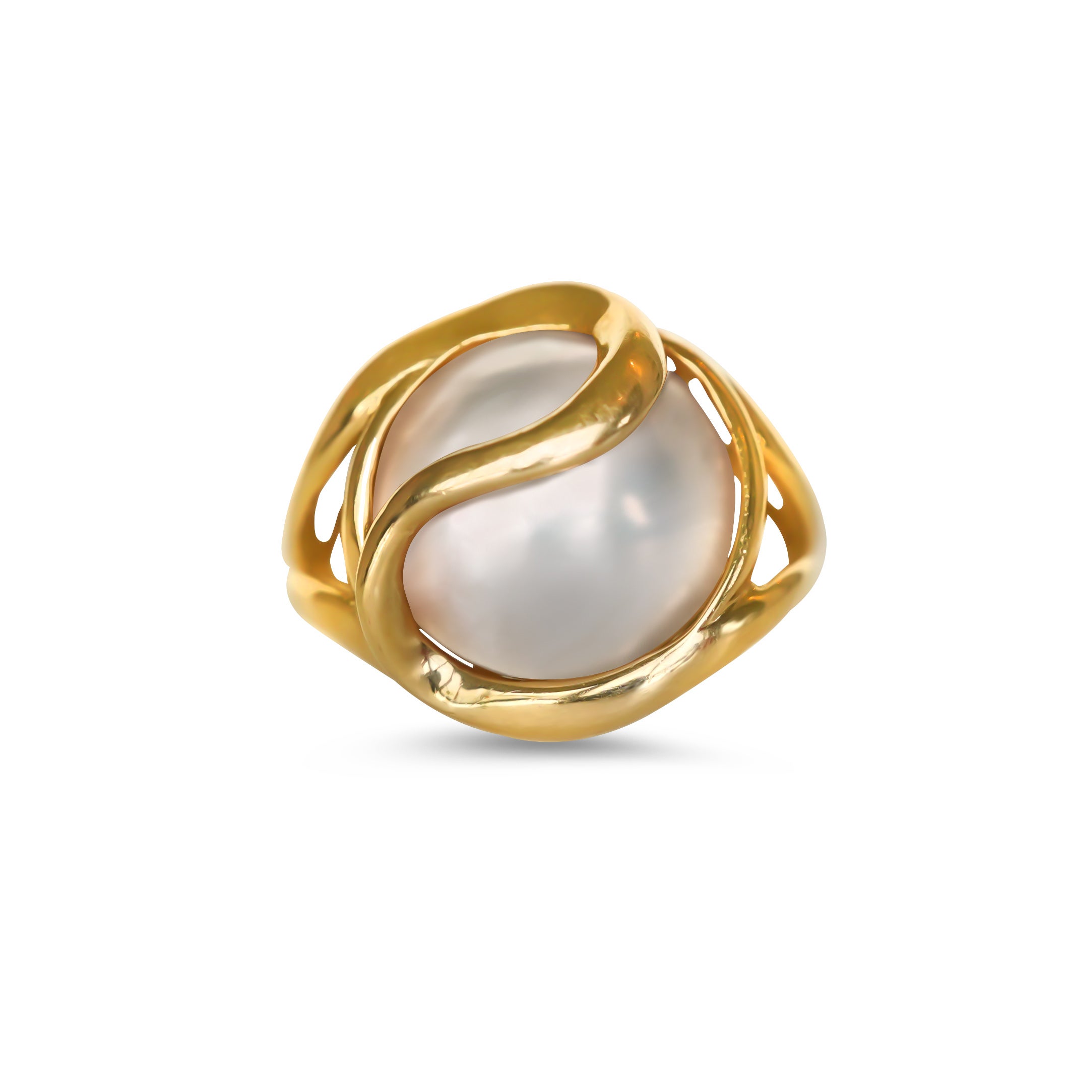 14K Gold Pearl Ring For Sale at 1stDibs