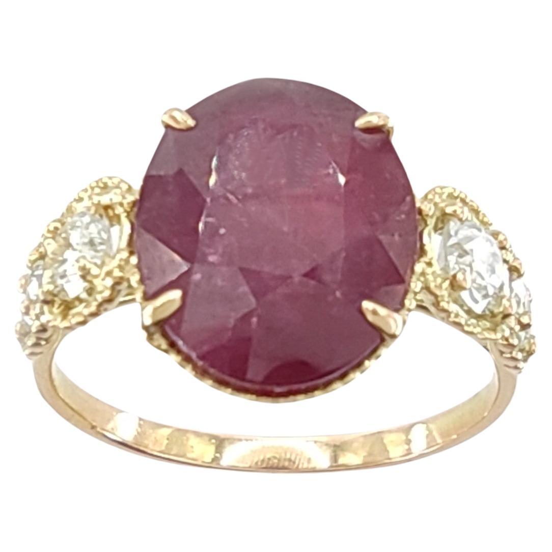 Gemstone 14k gold ring Certified Ruby Genuine Diamond Cocktail Ring ...