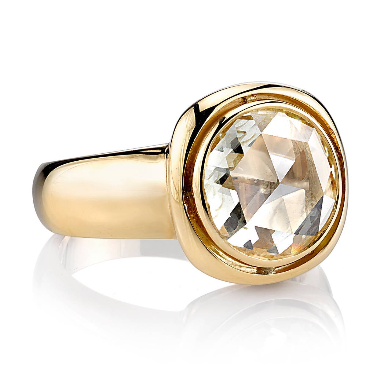2.42 Carat Rose Cut Diamond Gold Engagement Ring at 1stDibs
