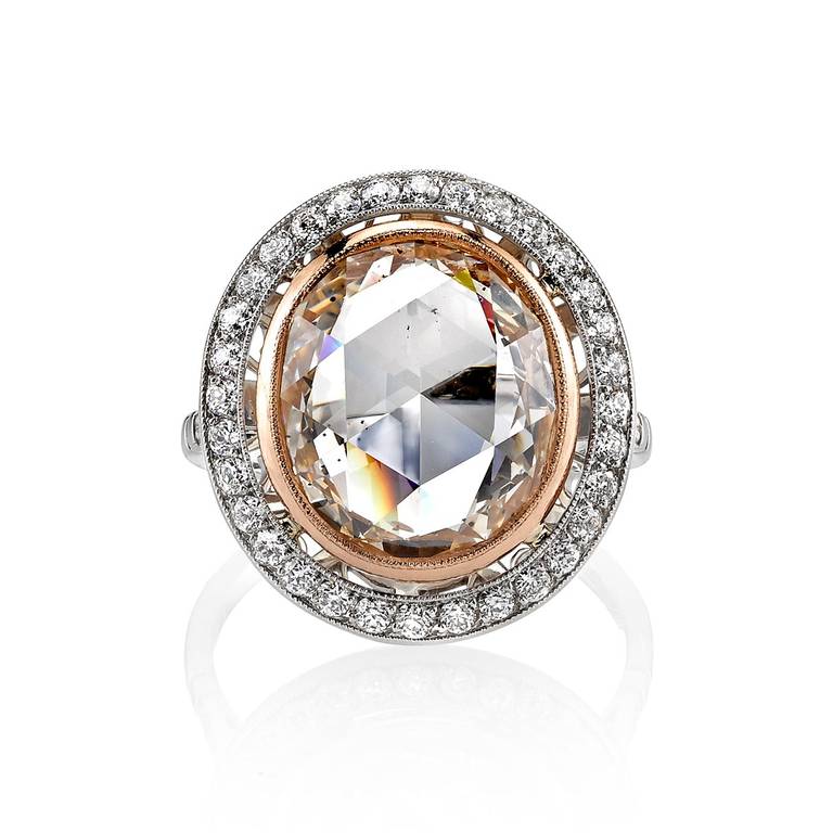 4.57 Carat Rose Cut Diamond Engagement Ring at 1stDibs