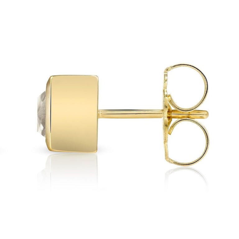 Handcrafted Karina French Cut Diamond Stud Earrings by Single Stone For Sale at 1stDibs
