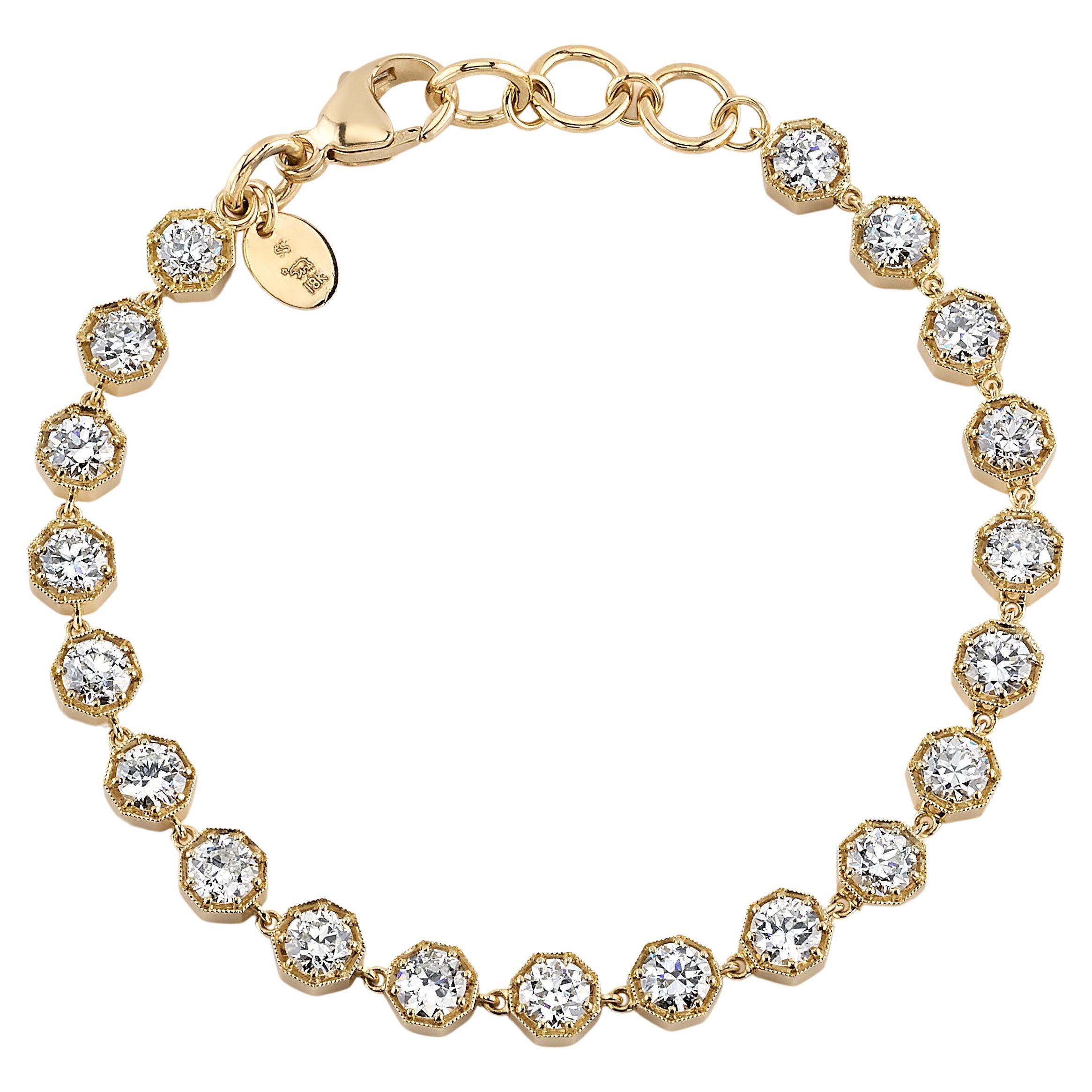 Handcrafted Arielle European Cut Diamond Bracelet by Single Stone For ...