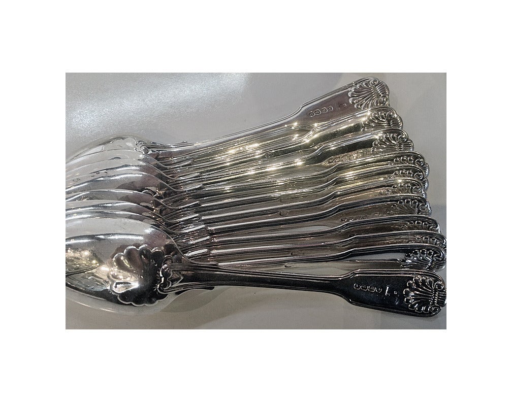 Fiddle Thread Shell Silver Flatware Suite at 1stDibs