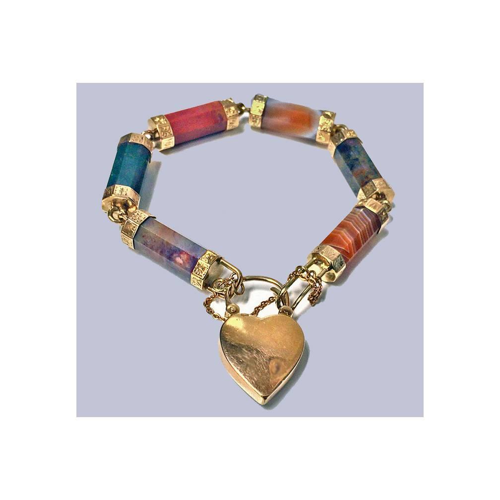 1870s Scottish Agate Gold Bracelet at 1stdibs