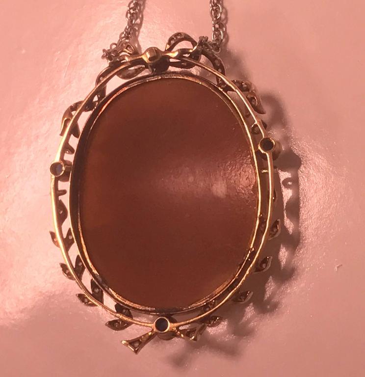 Antique English Cameo Diamond Platinum Pendant, circa 1920 at 1stDibs