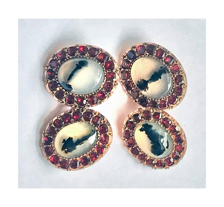 Pair of Georgian Ruby Moss Agate Cufflinks in Gold, English, circa 1800 ...