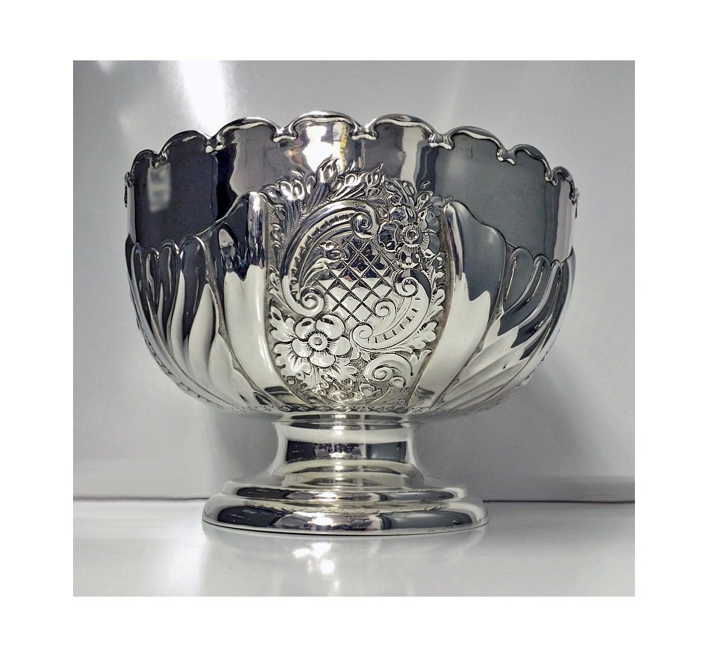 English William Henry Sparrow Sterling Silver Punch Bowl at 1stDibs