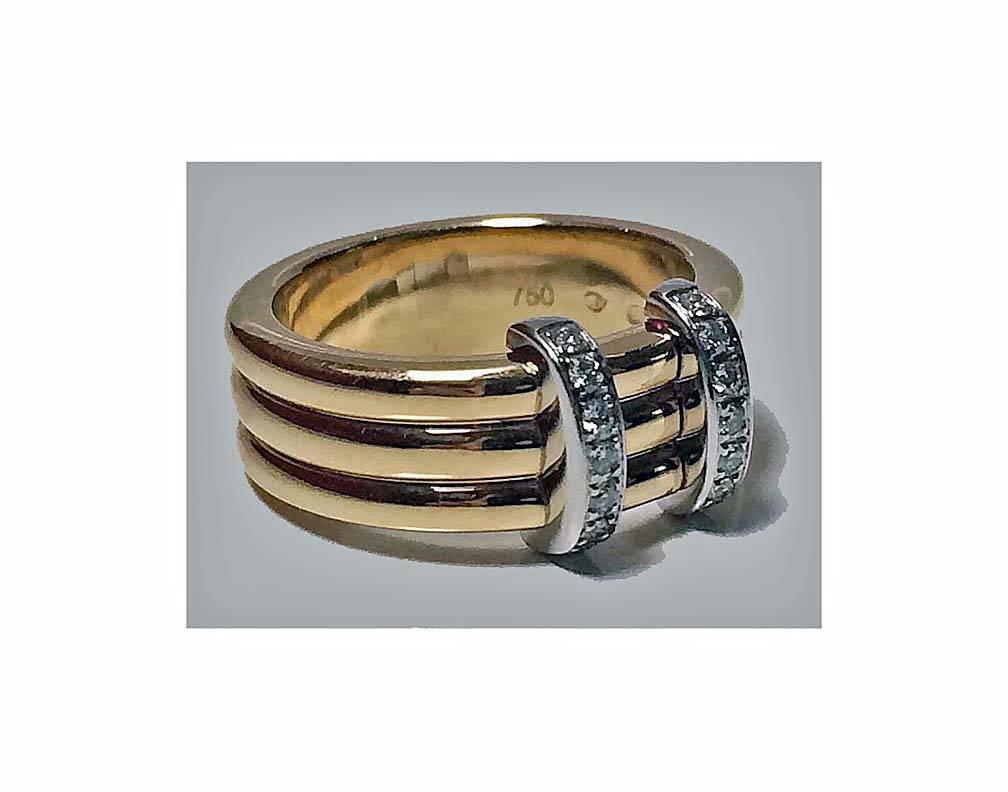 Omega Diamond Gold Band Ring 1990's For Sale at 1stdibs