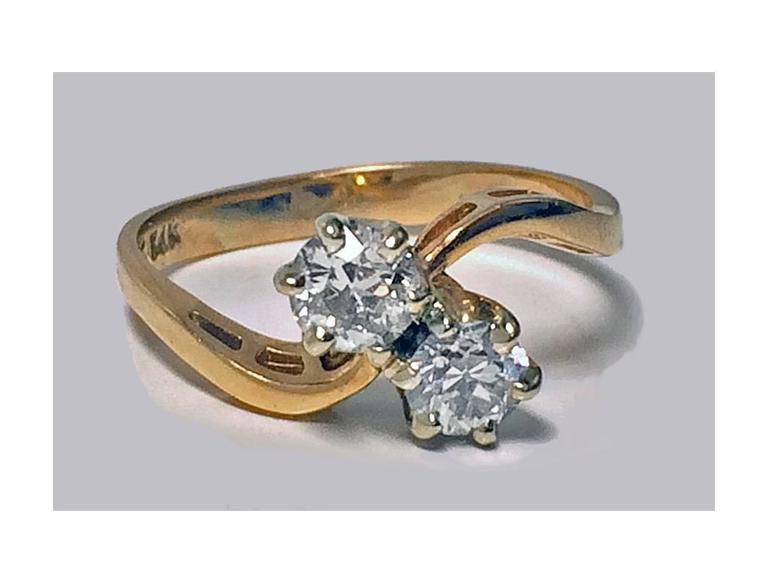 1920s Diamond Gold Twist Crossover Ring For Sale at 1stdibs