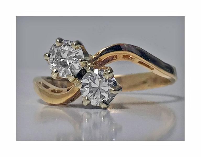 1920s Diamond Gold Twist Crossover Ring For Sale at 1stdibs