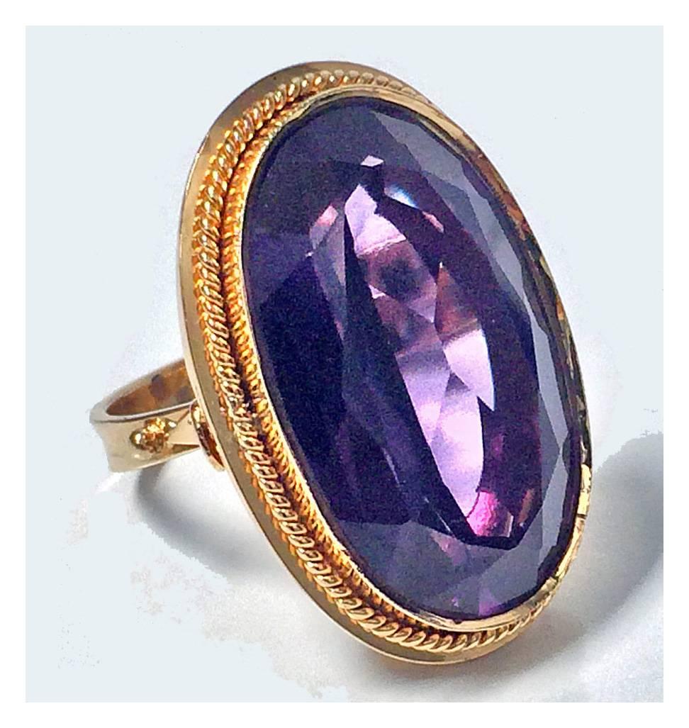 Gold colour change synthetic corundum Ring at 1stDibs | synthetic ...
