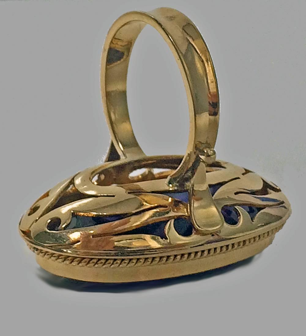 Gold colour change synthetic corundum Ring at 1stDibs | synthetic ...