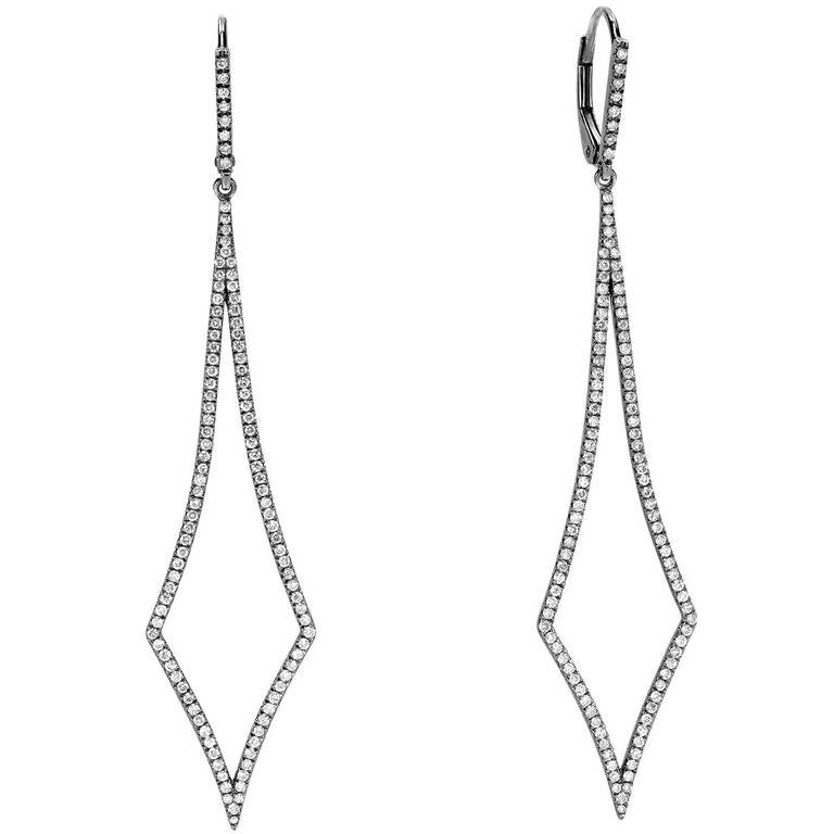 Daringly Edgy Black-Finished White Gold And Diamond Earrings at 1stDibs