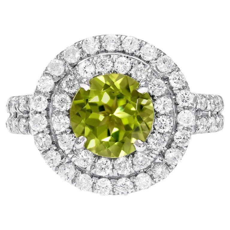 Peridot Ring Round 1.41 Carats For Sale at 1stDibs | round peridot ring