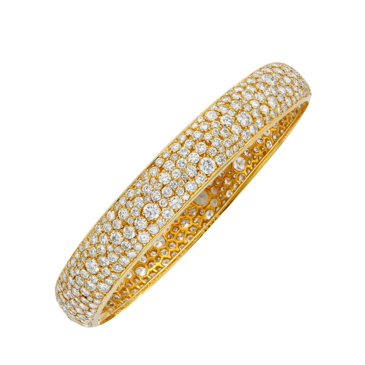 Van Cleef and Arpels Diamond Gold Bangle at 1stDibs
