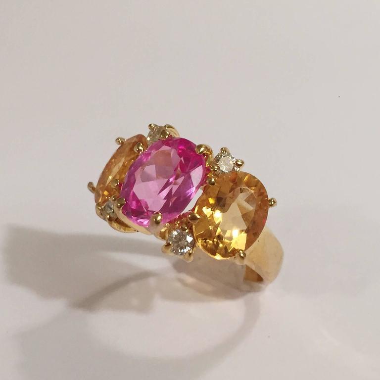 Mini GUM DROP™ Ring with Pink Topaz and Citrine and Diamonds For Sale ...