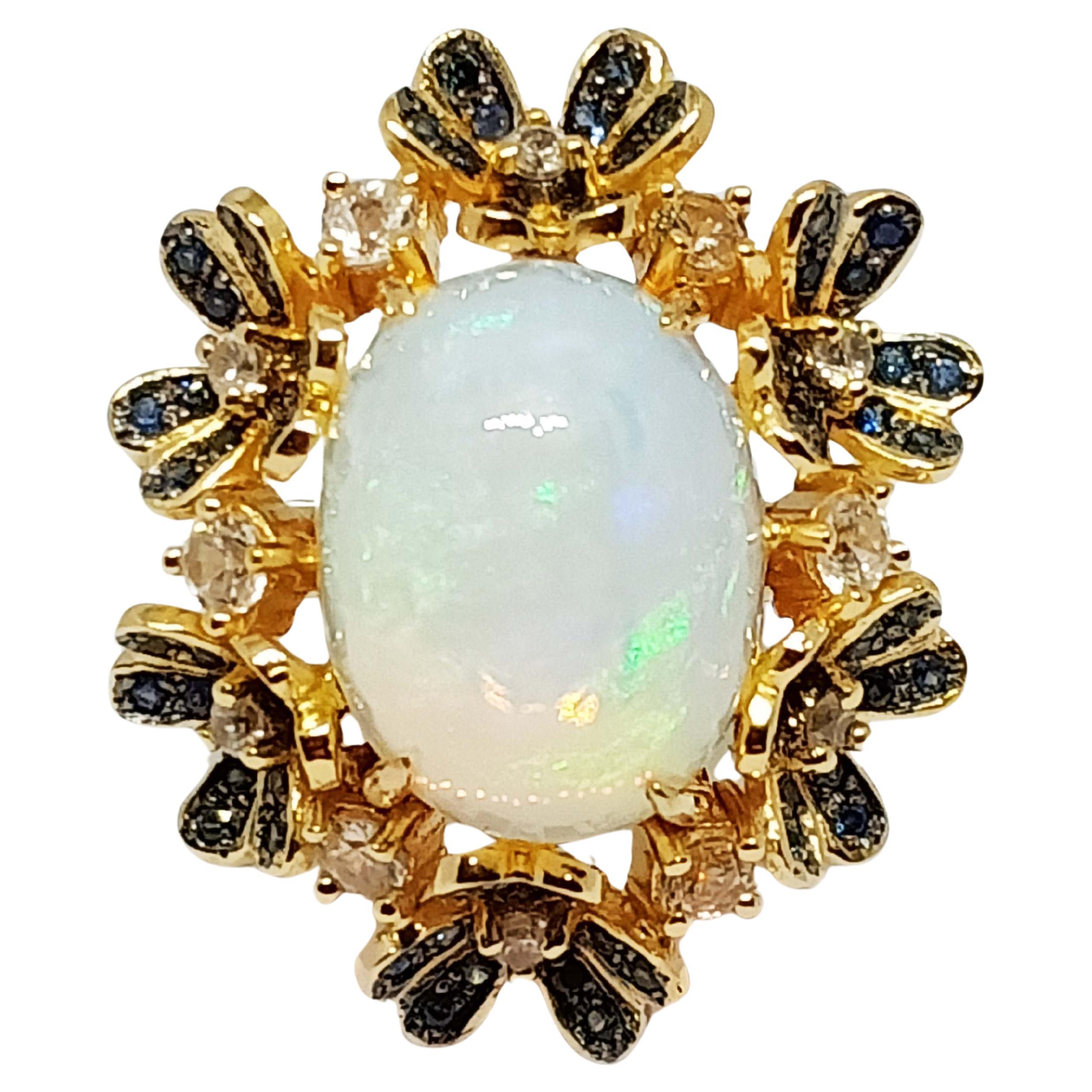 (Big ring)Opal flowers(10.80cts) 18K gold Plated Over sterling silver ...
